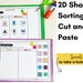 2D Shape Sorting Cut and Paste Activity Worksheets for Kindergarten ...
