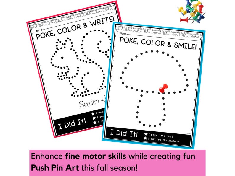 Fall Push Pin Art - Fall Pokey Pin Pictures - Fall Fine Motor Activity ...