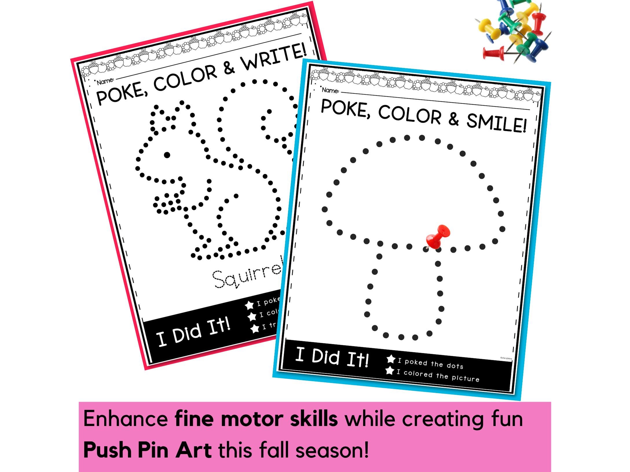 Fall Push Pin Art - Fall Pokey Pin Pictures - Fall Fine Motor Activity ...