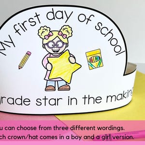 First Day of School Crowns or Hat for Preschool, Kindergarten, 1st ...