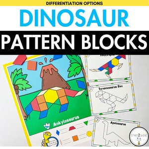 Dinosaur Pattern Blocks Mats and Task Cards | Pattern Block Templates ...