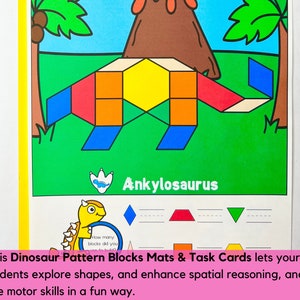 Dinosaur Pattern Blocks Mats and Task Cards | Pattern Block Templates ...