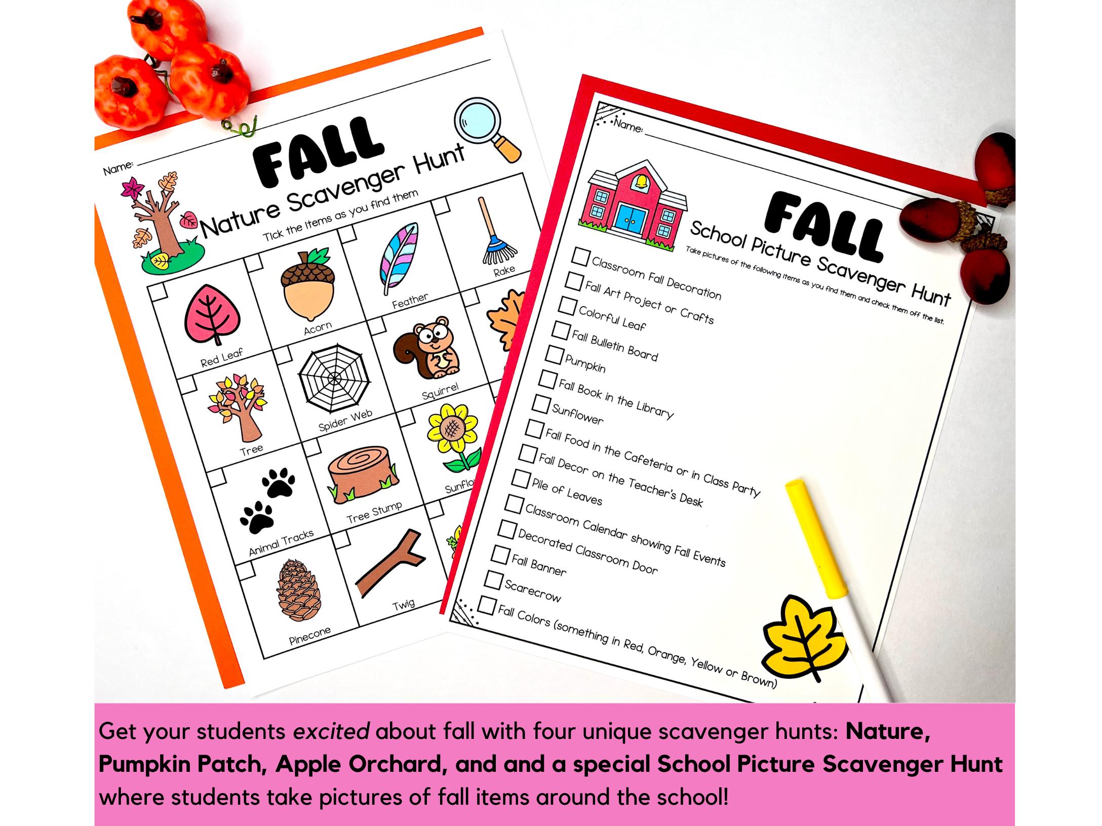 Fall Scavenger Hunt | Nature Walk Scavenger Hunt | Pumpkin Patch ...