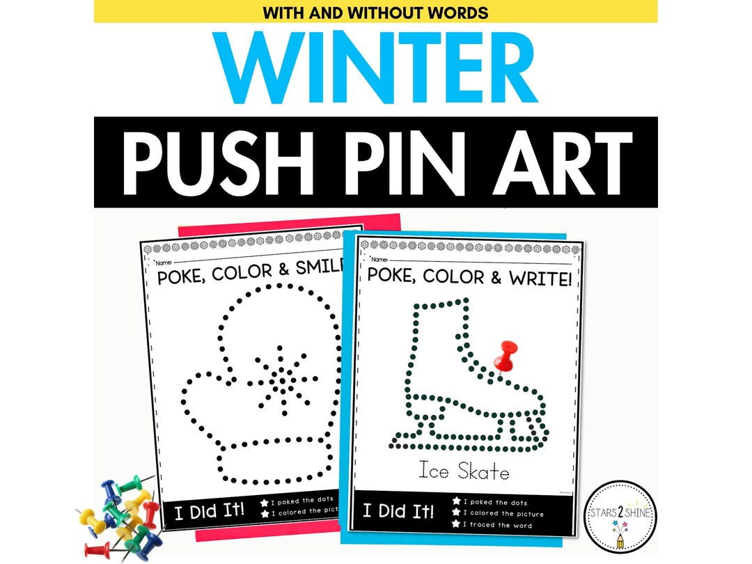 Winter Push Pin Art - Pokey Pin Pictures - Winter Fine Motor Activity ...