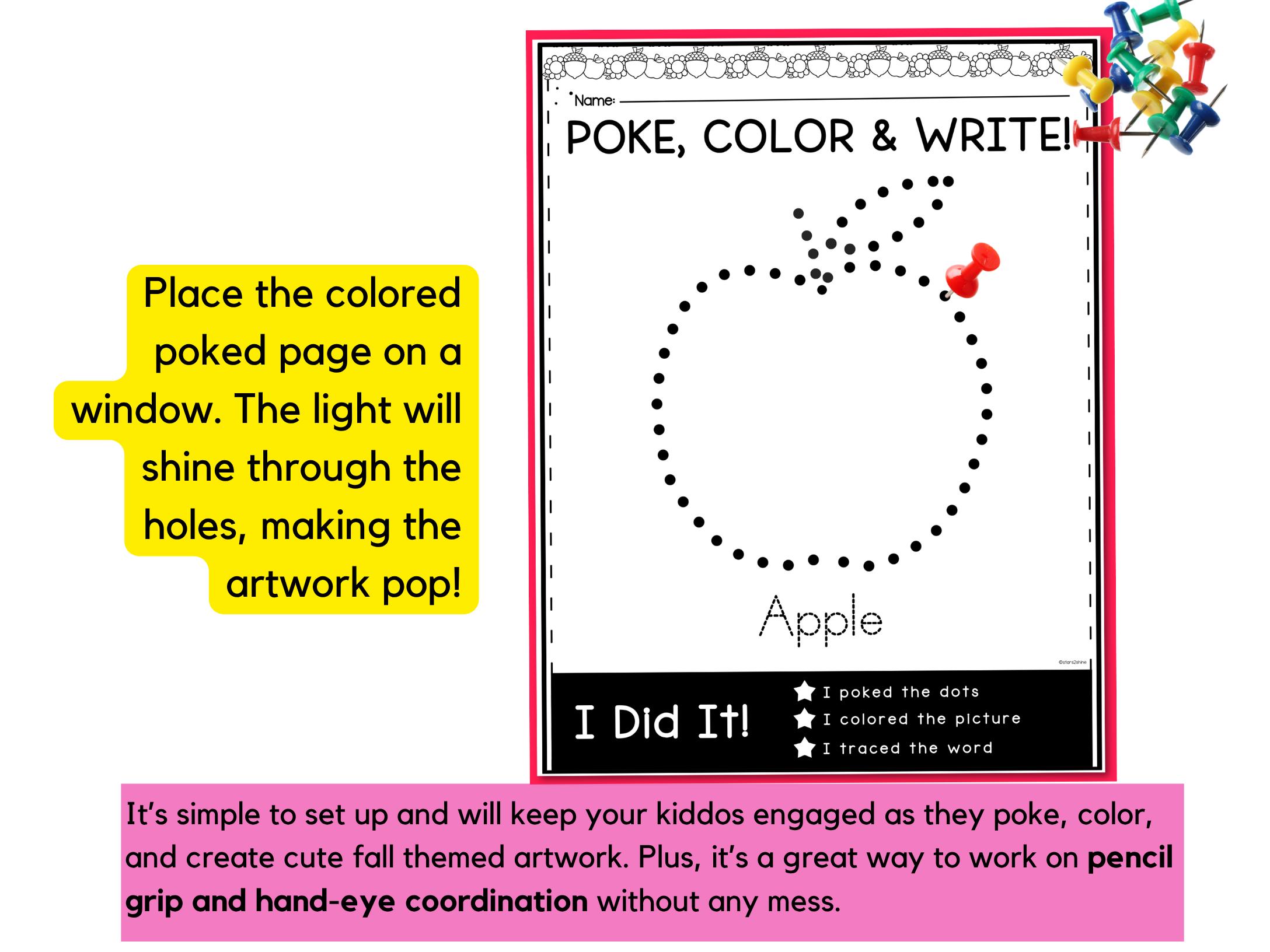 Fall Push Pin Art - Fall Pokey Pin Pictures - Fall Fine Motor Activity ...