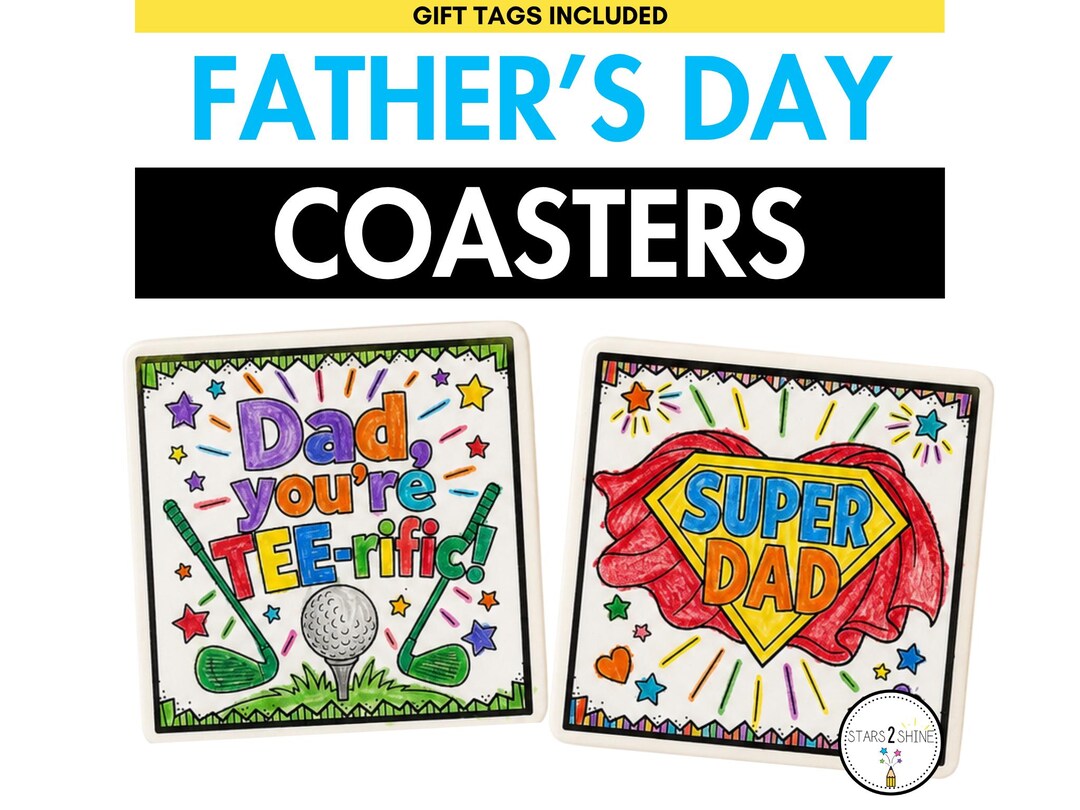 Fathers Day Coaster Craft for Kids | Tile Coaster Fathers Day Activity ...