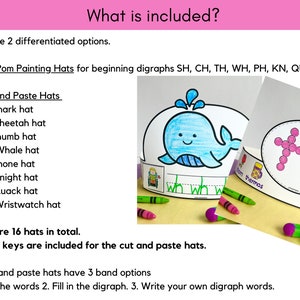 Beginning Digraph Crafts | Beginning Digraph Hats | Trace Cut and Paste ...