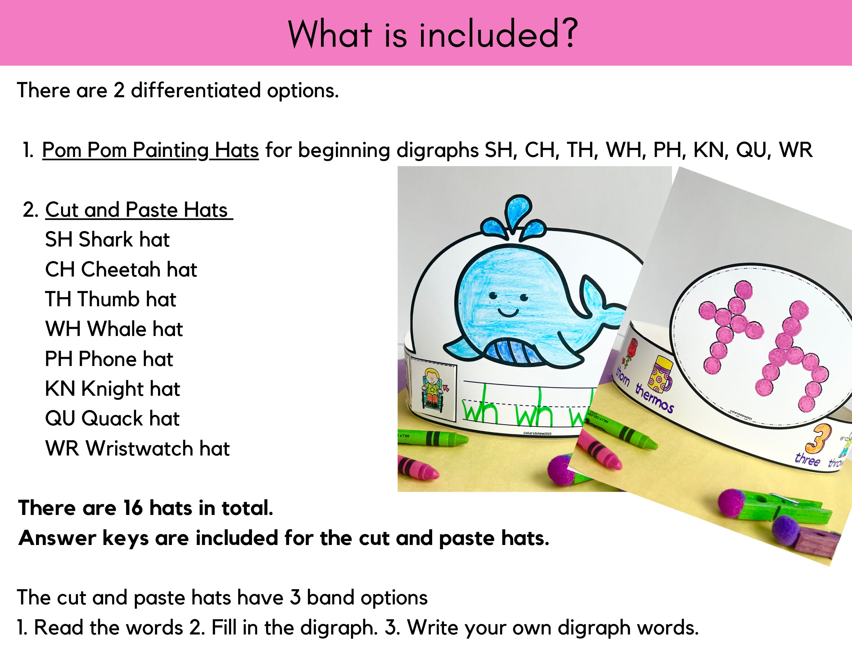 Beginning Digraph Crafts | Beginning Digraph Hats | Trace Cut and Paste ...