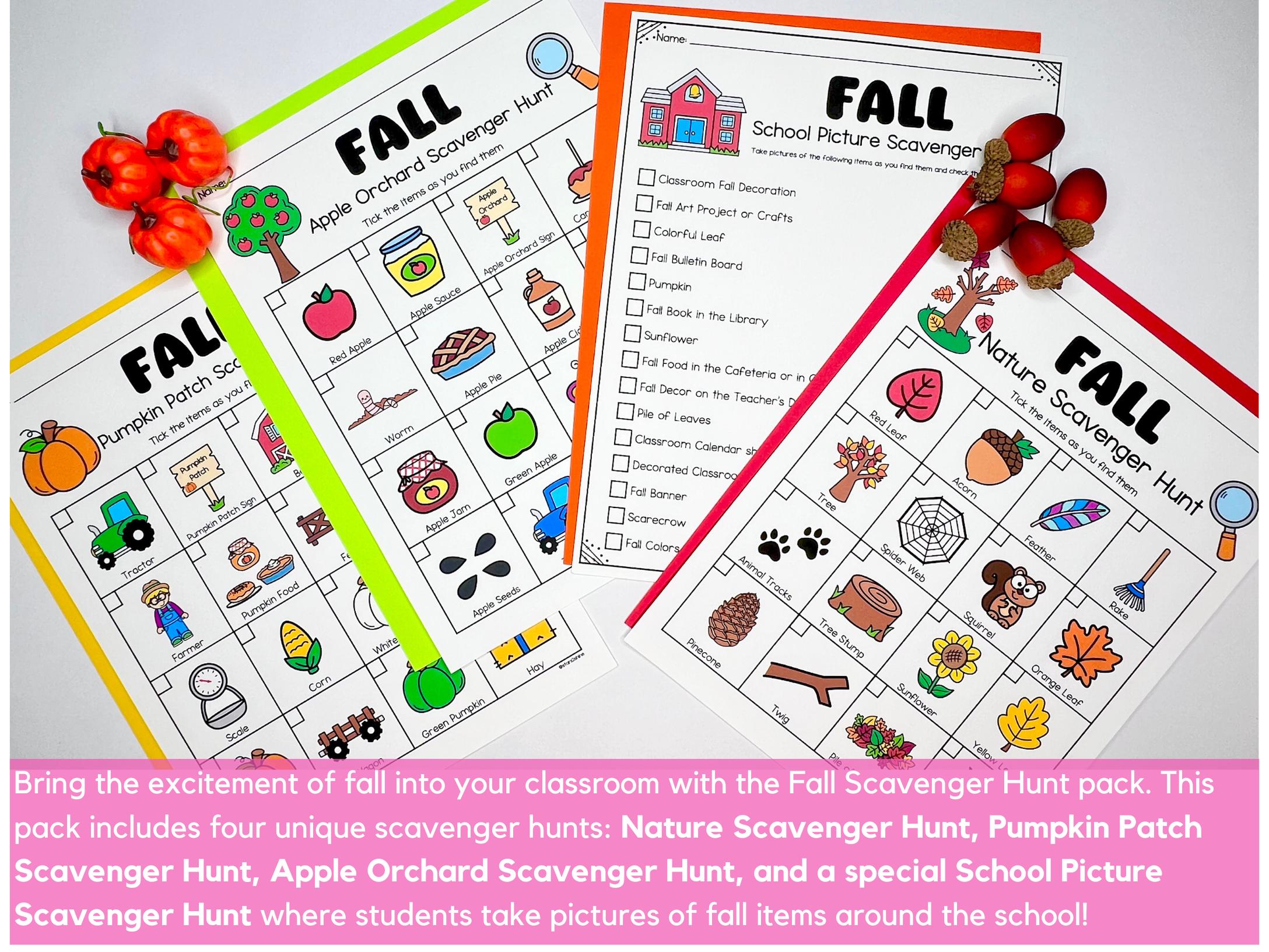 Fall Scavenger Hunt | Nature Walk Scavenger Hunt | Pumpkin Patch ...