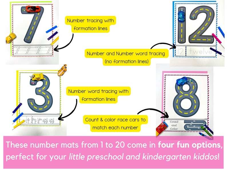 Race Car Number Formation Mats | Road Numbers Fine Motor Activity ...
