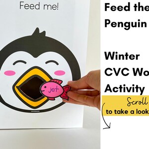 Winter CVC Words | Feed the Penguin CVC Words Kindergarten Activity ...