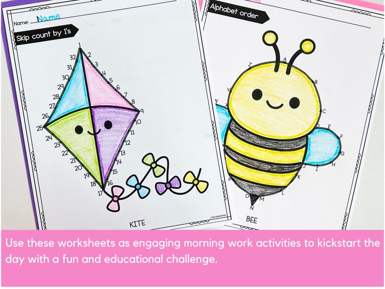 Spring Skip Counting Dot to Dot| ABC Order Dot to Dot Worksheets ...