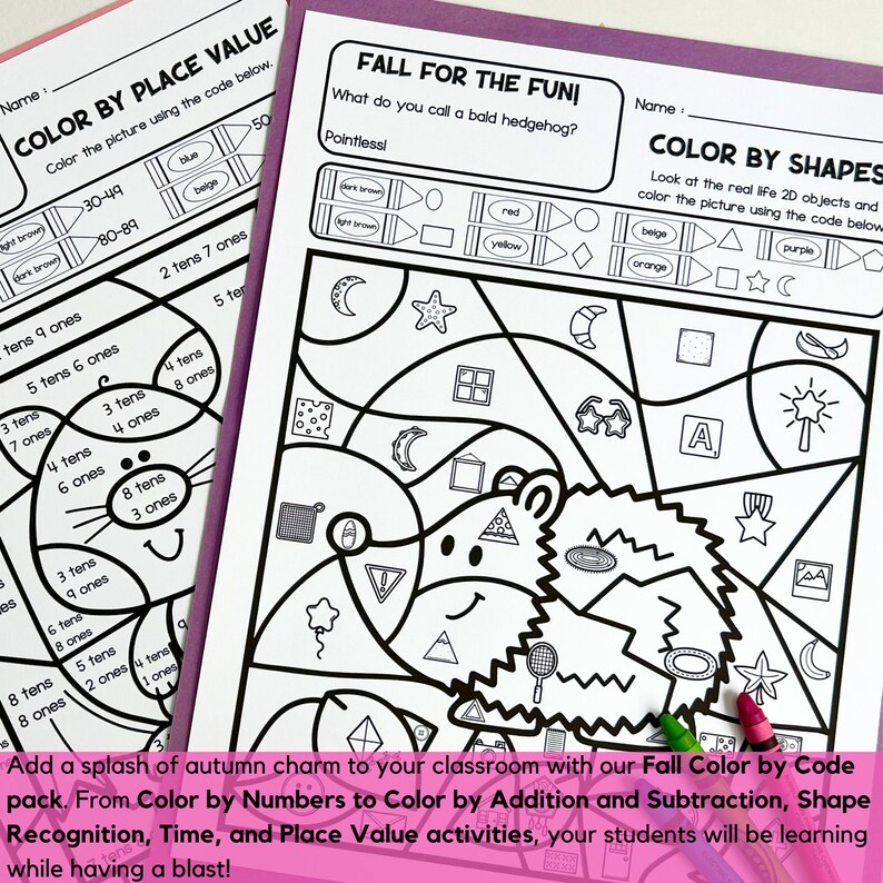 Fall Color by Code | Autumn Color by Number Addition Subtraction ...