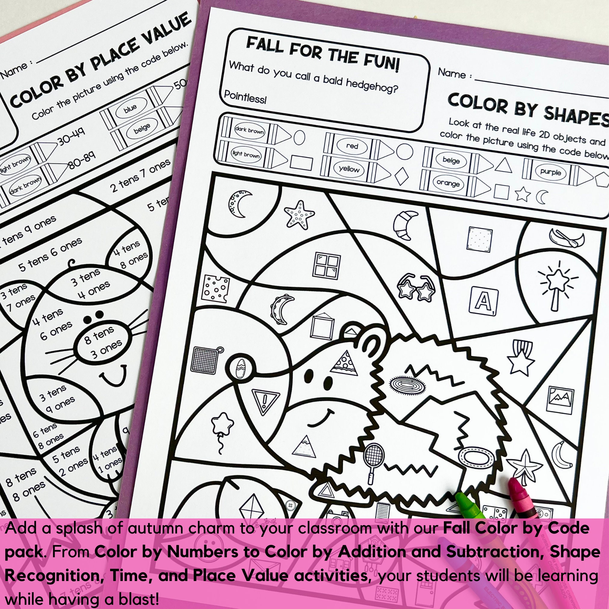 Fall Color by Code | Autumn Color by Number Addition Subtraction ...