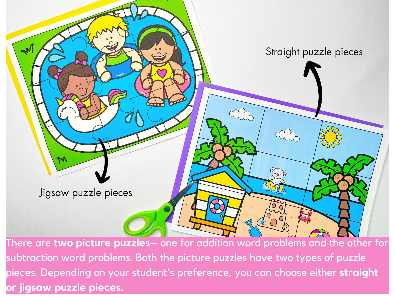 Summer Word Problems | Printable Kindergarten Addition and Subtraction ...