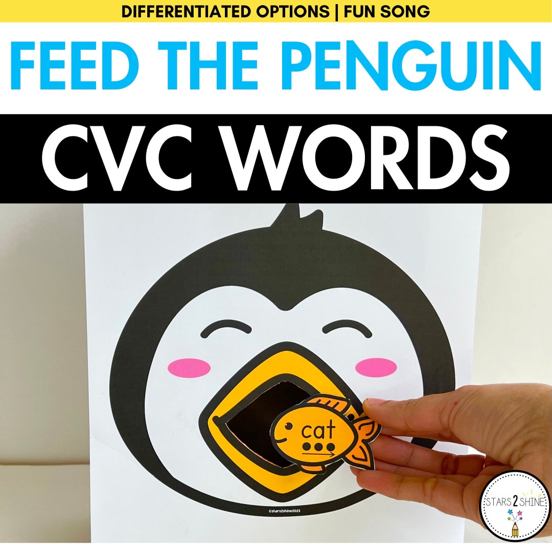 Winter CVC Words Feed the Penguin CVC Words Kindergarten Activity CVC ...