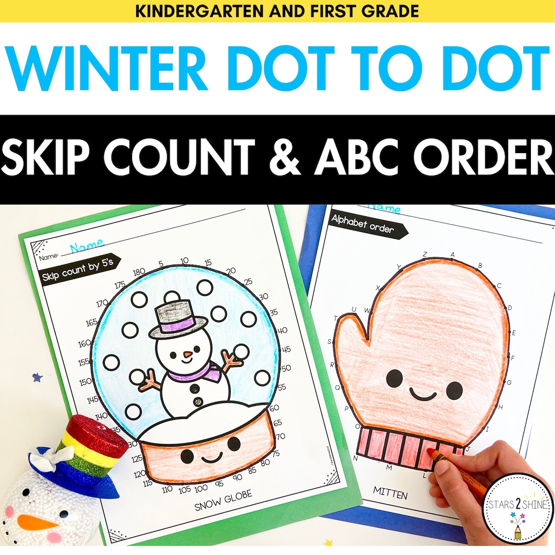 Winter Skip Counting Dot to Dot| ABC Order Dot to Dot Worksheets ...
