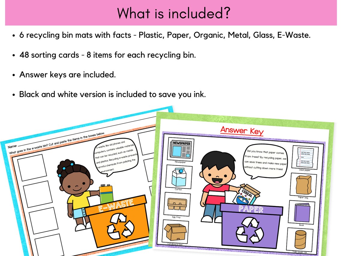 Earth Day Recycling Sort - Recycle Sort Activity - Recycling Cut and ...