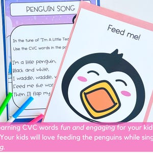 Winter CVC Words | Feed the Penguin CVC Words Kindergarten Activity ...