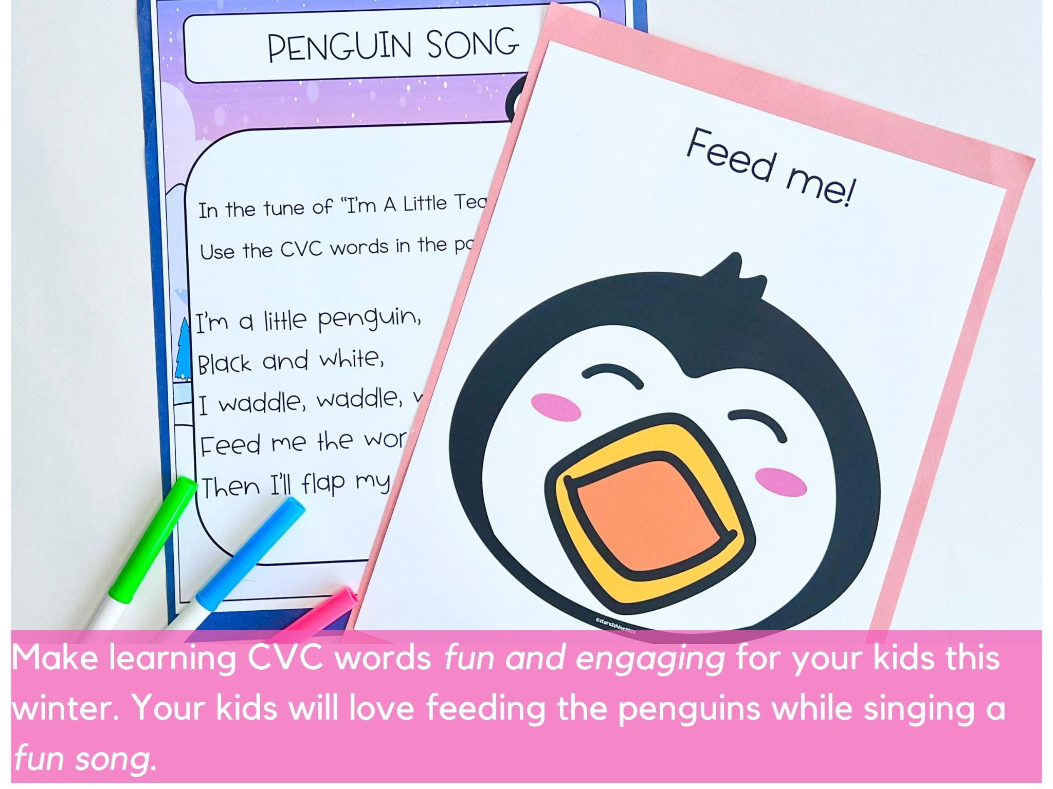 Winter CVC Words | Feed the Penguin CVC Words Kindergarten Activity ...