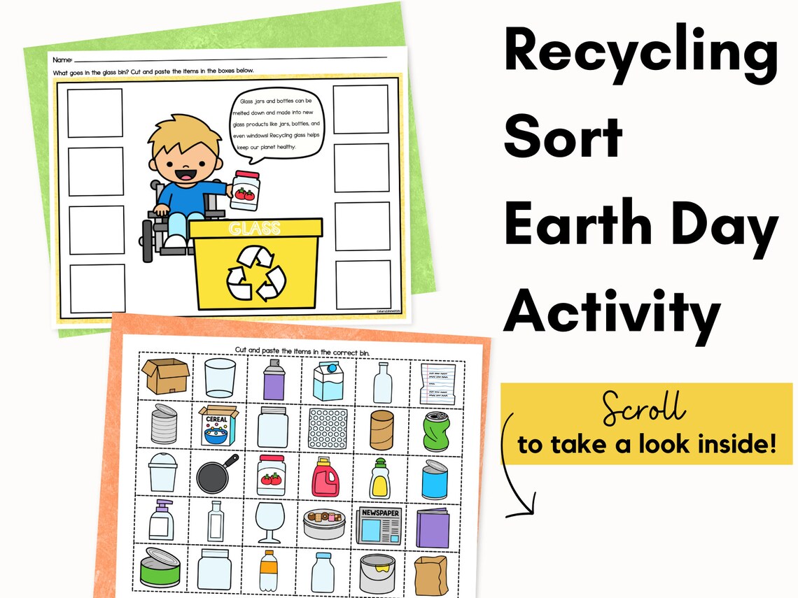 Earth Day Recycling Sort - Recycle Sort Activity - Recycling Cut and ...