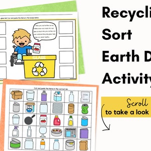 Earth Day Recycling Sort - Recycle Sort Activity - Recycling Cut and ...