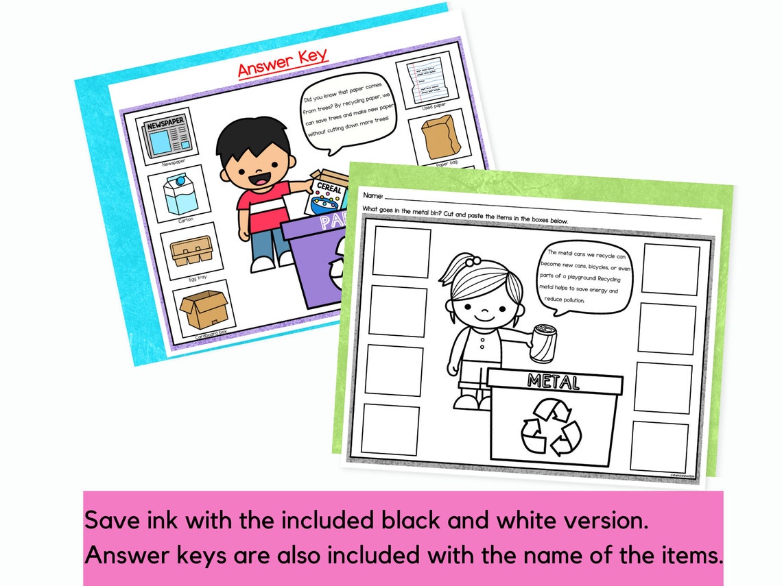 Earth Day Recycling Sort - Recycle Sort Activity - Recycling Cut and ...