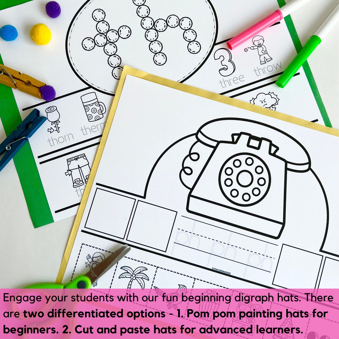 Beginning Digraph Crafts | Beginning Digraph Hats | Trace Cut and Paste ...