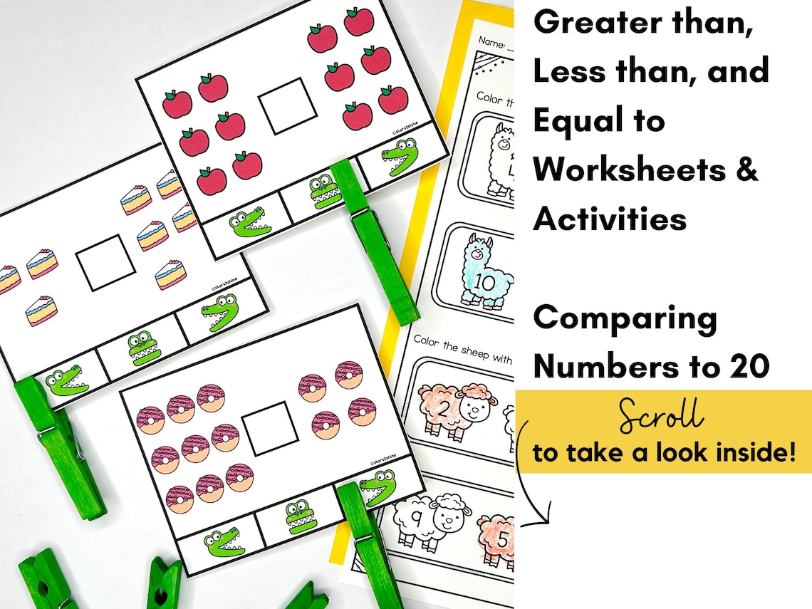 Greater Than Less Than Equal to Worksheet | Comparing Numbers to 20 ...