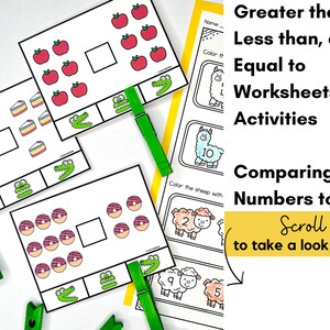 Greater Than Less Than Equal to Worksheet | Comparing Numbers to 20 ...