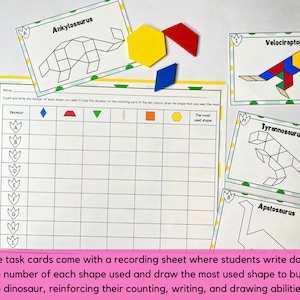 Dinosaur Pattern Blocks Mats and Task Cards | Pattern Block Templates ...