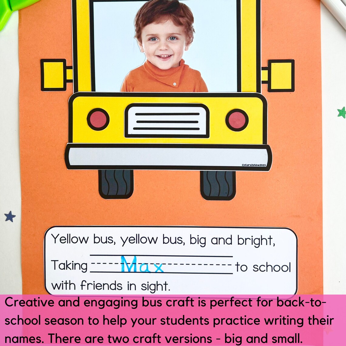 School Bus Craft | Name Craft for Preschool and Kindergarten | Bulletin ...