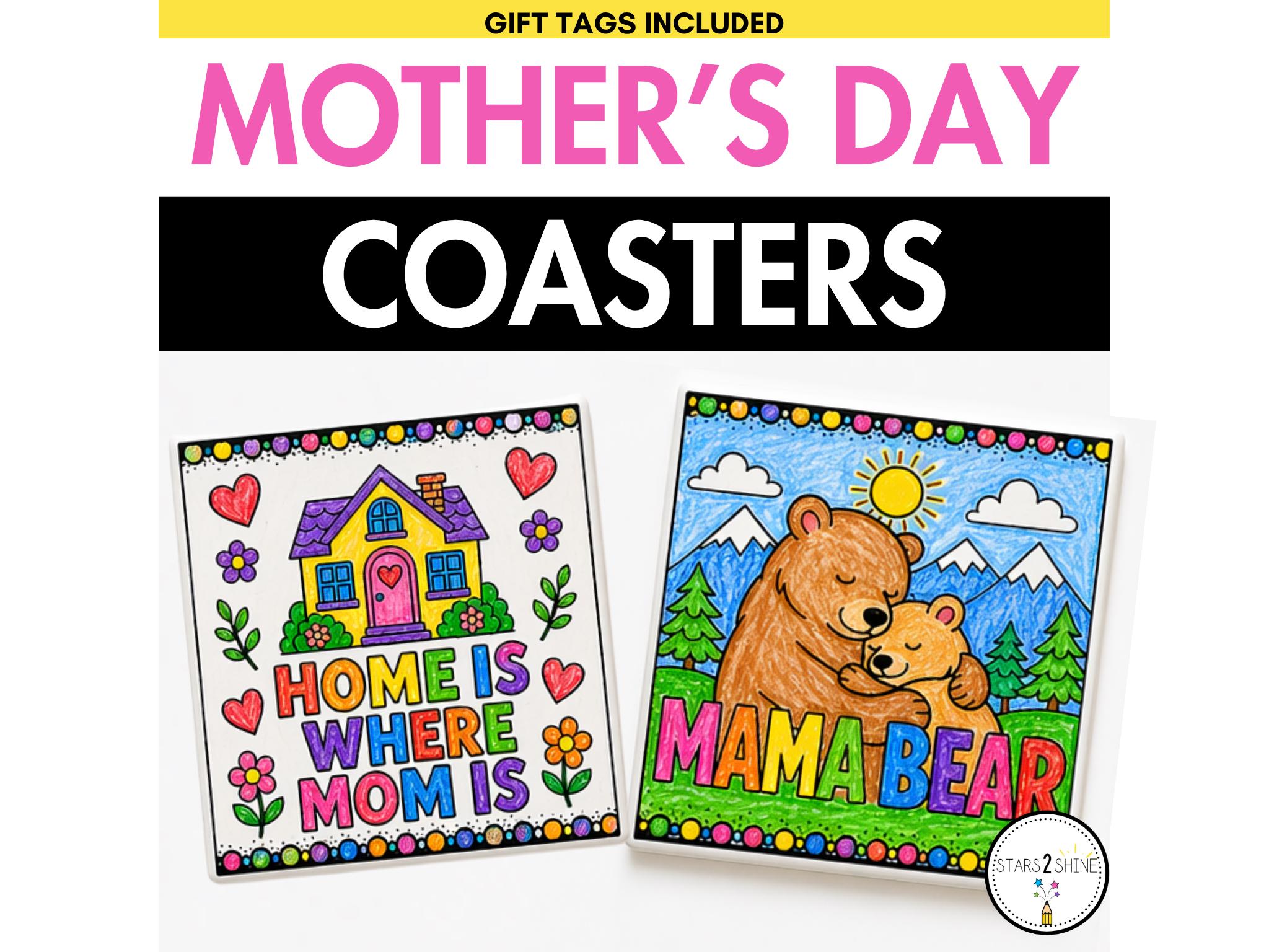 Mothers Day Coaster Craft for Kids | Tile Coaster Mothers Day Activity ...