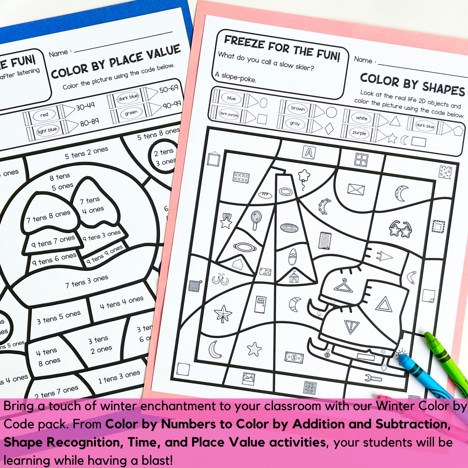 Winter Color by Code | Winter Color by Number Addition Subtraction ...