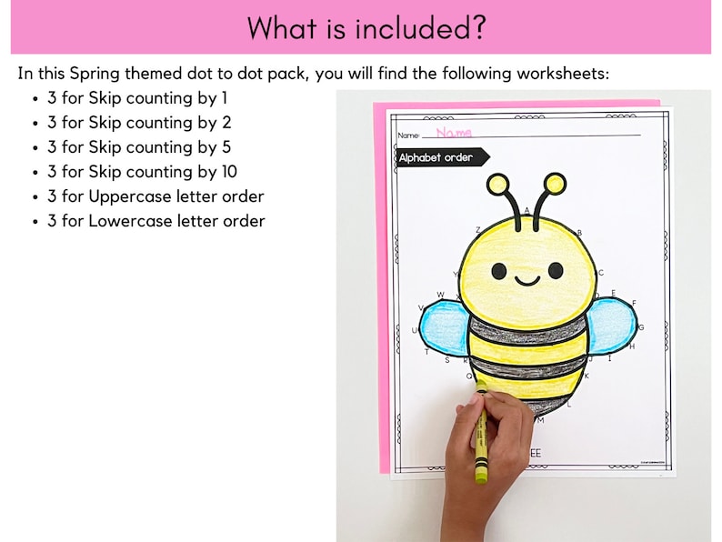 Spring Skip Counting Dot to Dot ABC Order Dot to Dot Worksheets Spring ...
