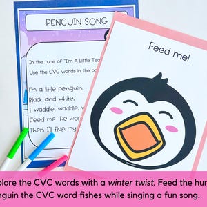 Winter CVC Words | Feed the Penguin CVC Words Kindergarten Activity ...