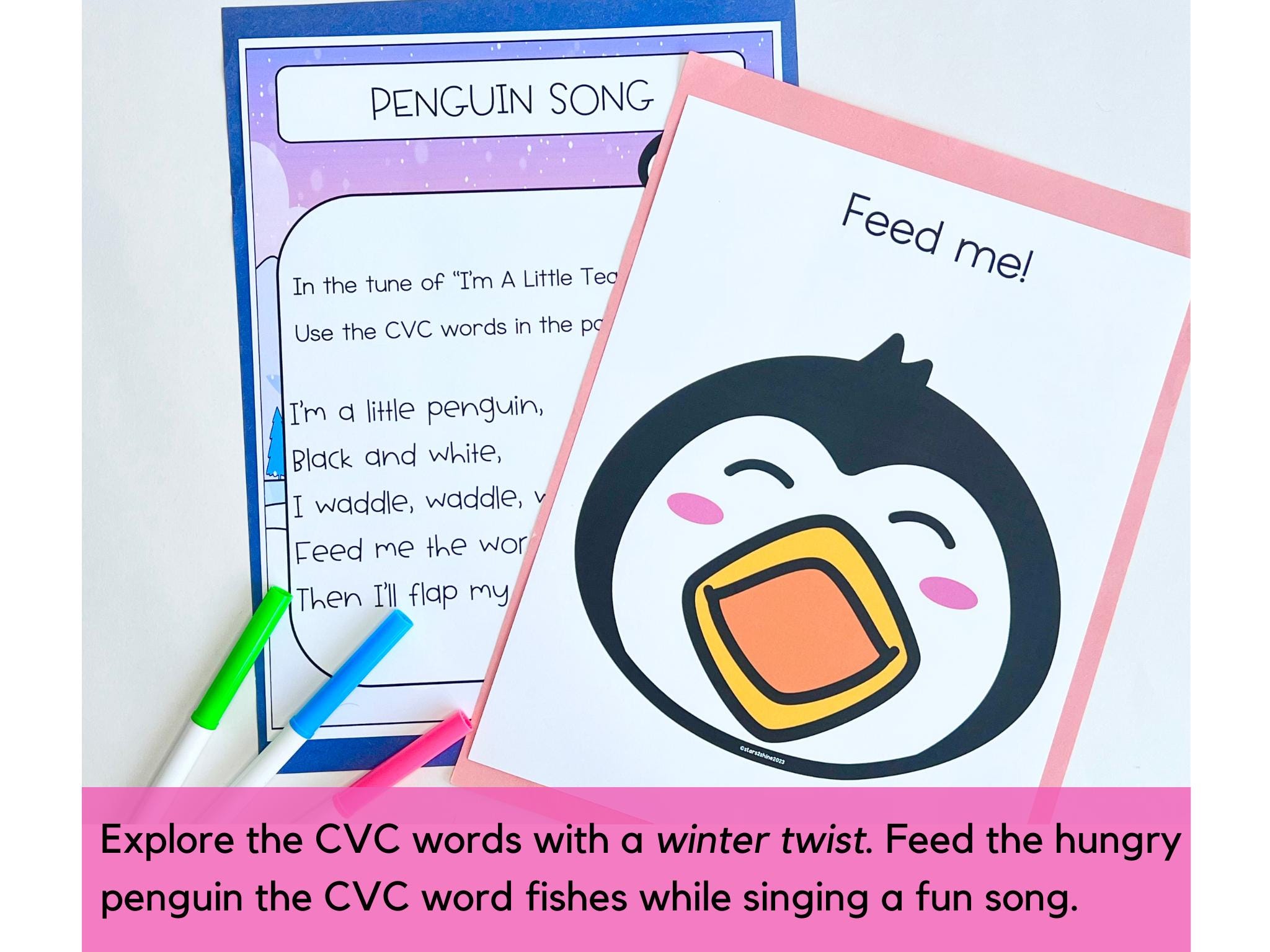 Winter CVC Words | Feed the Penguin CVC Words Kindergarten Activity ...
