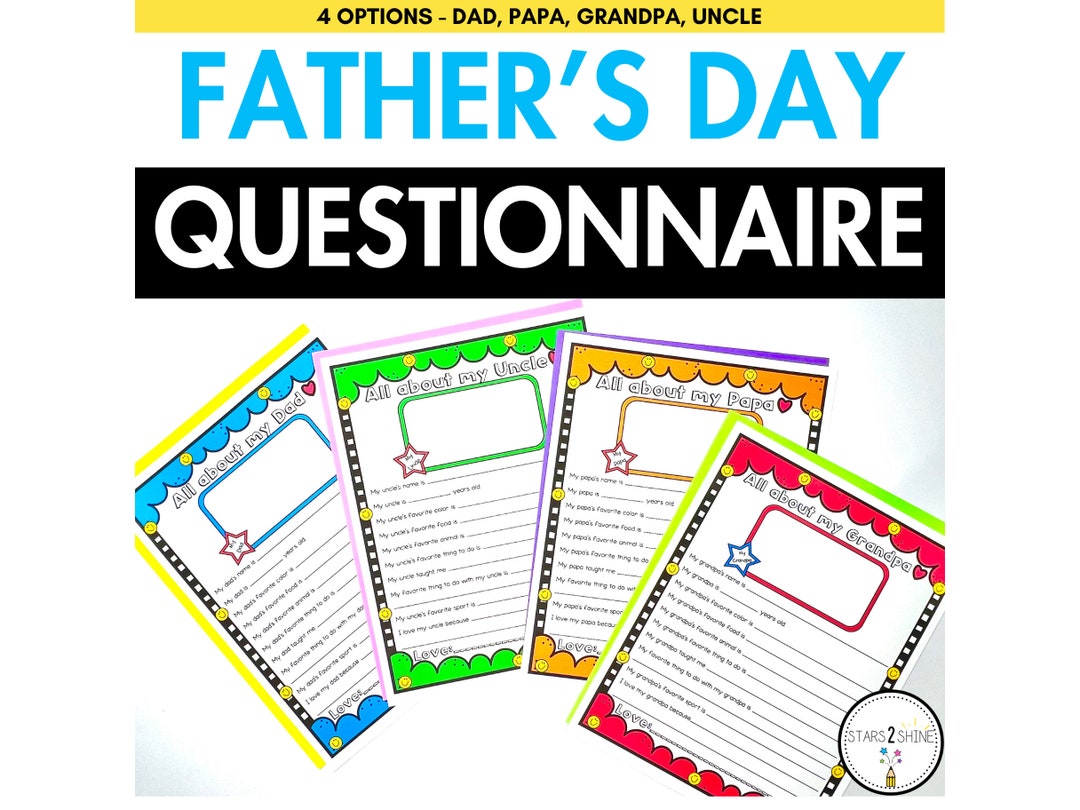 Fathers Day Questionaire | Fathers Day All About My Dad, Uncle, Grandpa ...