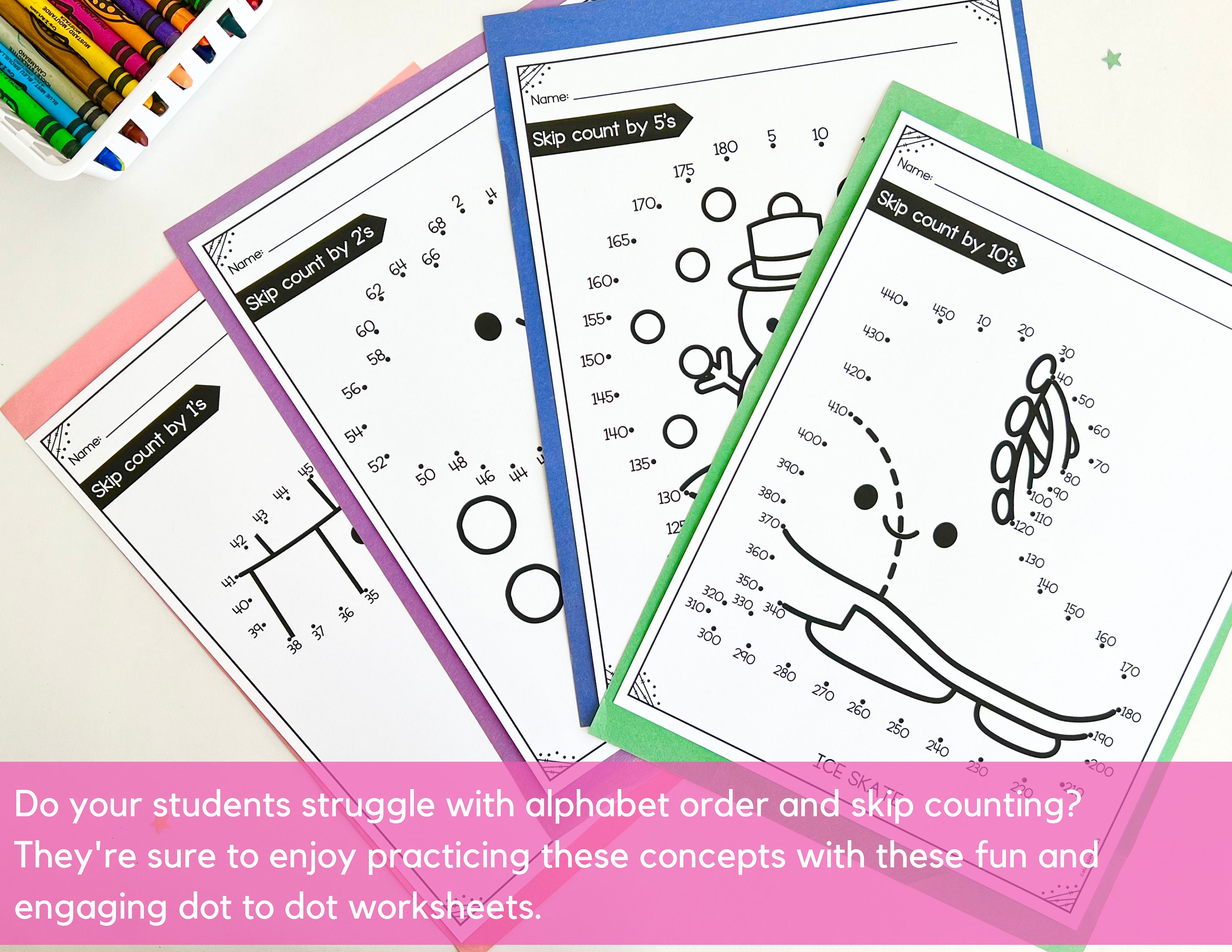 Winter Skip Counting Dot to Dot| ABC Order Dot to Dot Worksheets ...