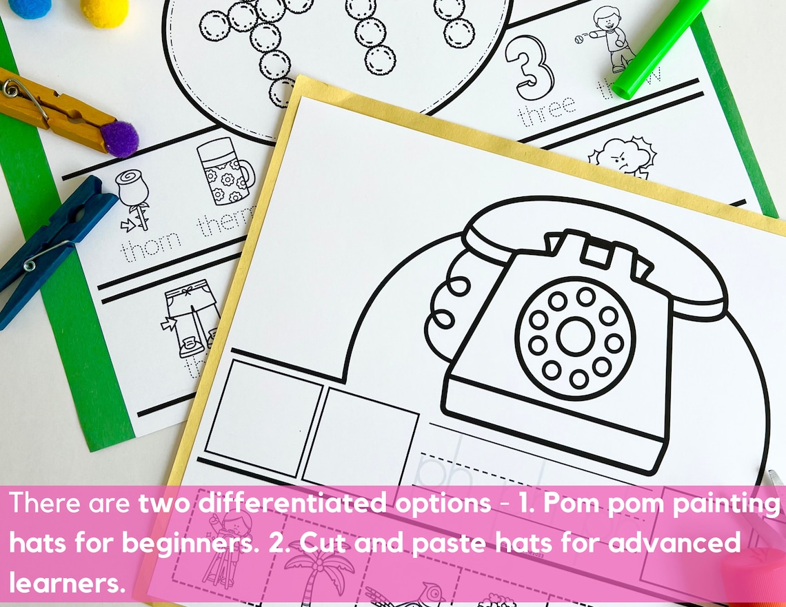Beginning Digraph Crafts | Beginning Digraph Hats | Trace Cut and Paste ...