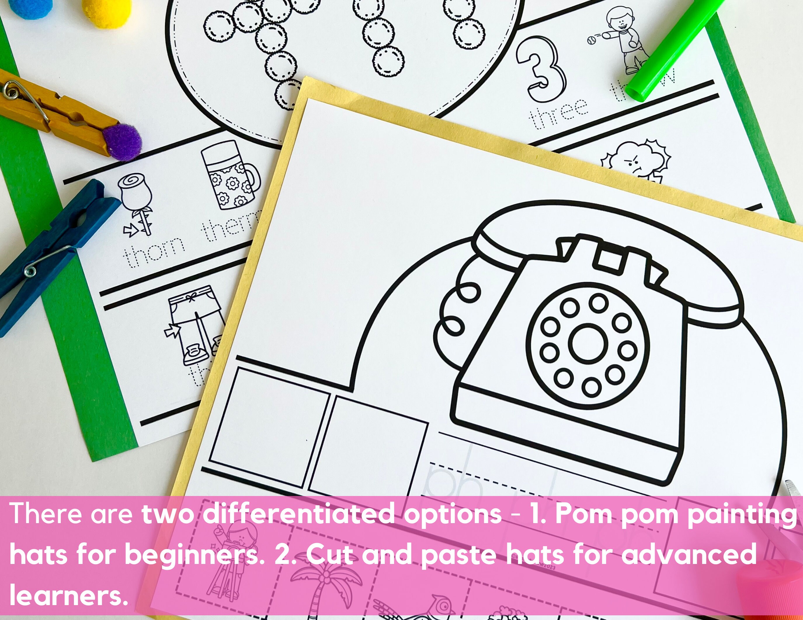 Beginning Digraph Crafts | Beginning Digraph Hats | Trace Cut and Paste ...