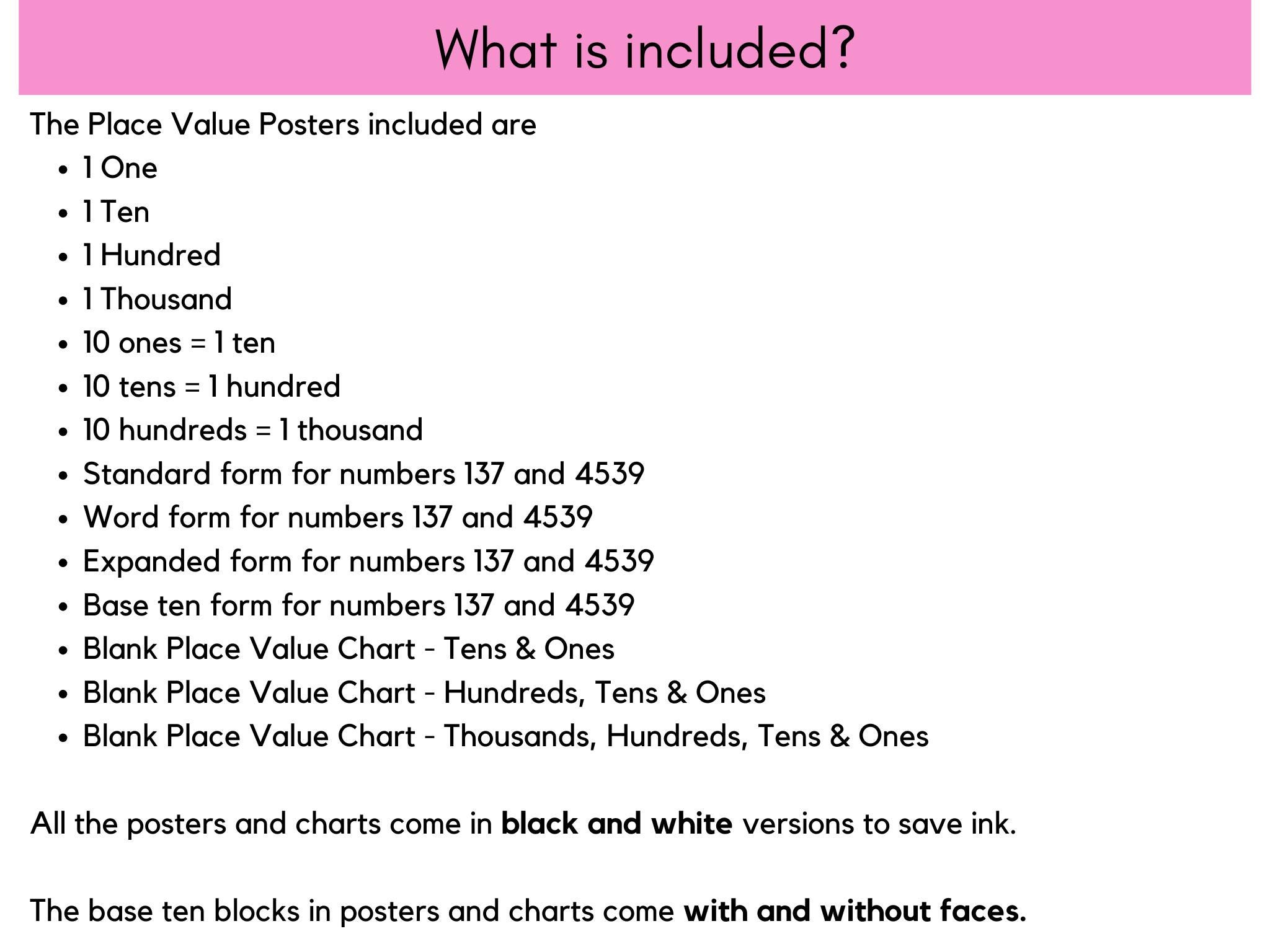 Place Value Posters and Charts Printable | Standard Form, Word Form ...