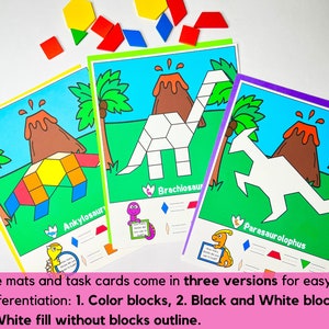 Dinosaur Pattern Blocks Mats and Task Cards | Pattern Block Templates ...