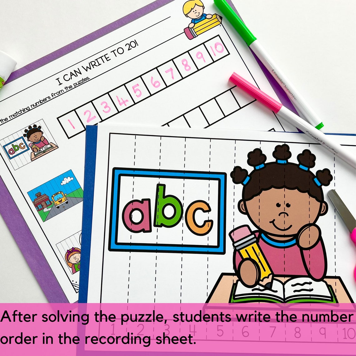 Back to School Math Number Order Puzzles and Writing Numbers 1-20 ...