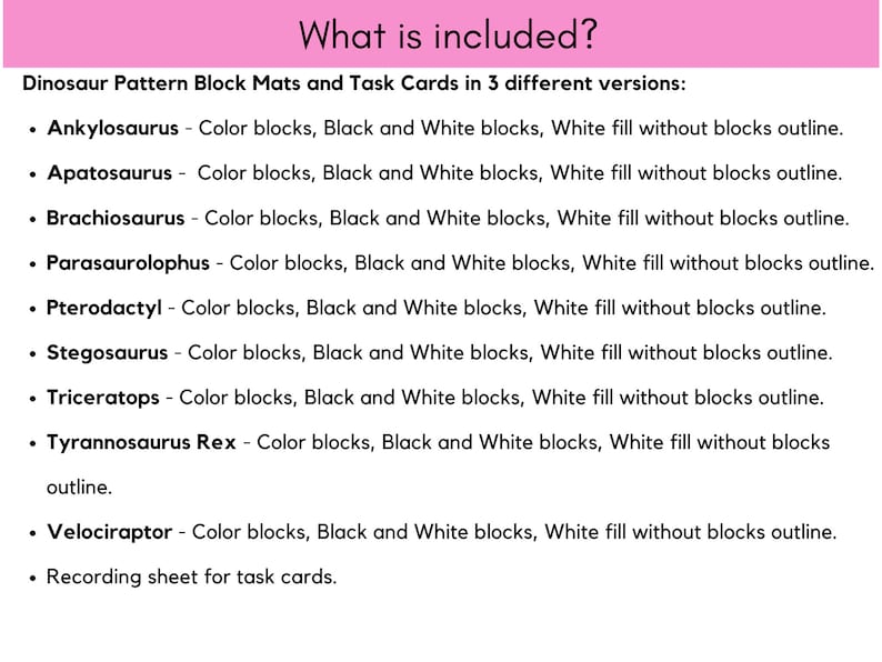 Dinosaur Pattern Blocks Mats and Task Cards | Pattern Block Templates ...