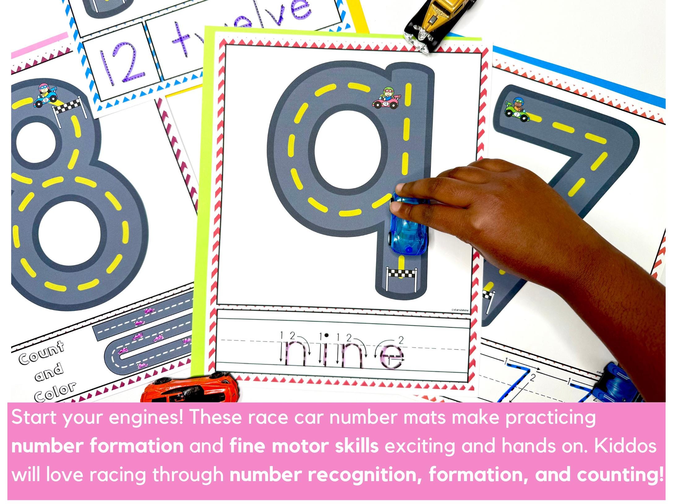 Race Car Number Formation Mats | Road Numbers Fine Motor Activity ...