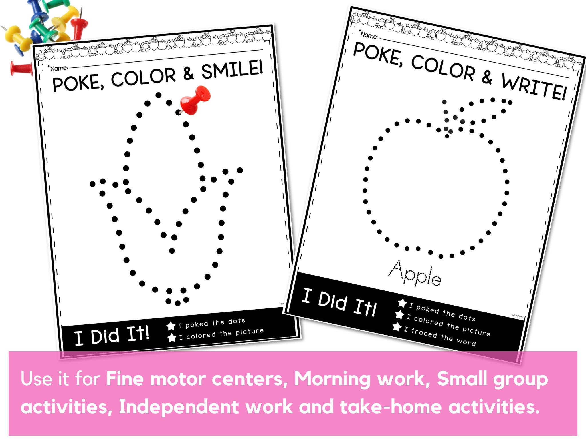 Fall Push Pin Art - Fall Pokey Pin Pictures - Fall Fine Motor Activity ...