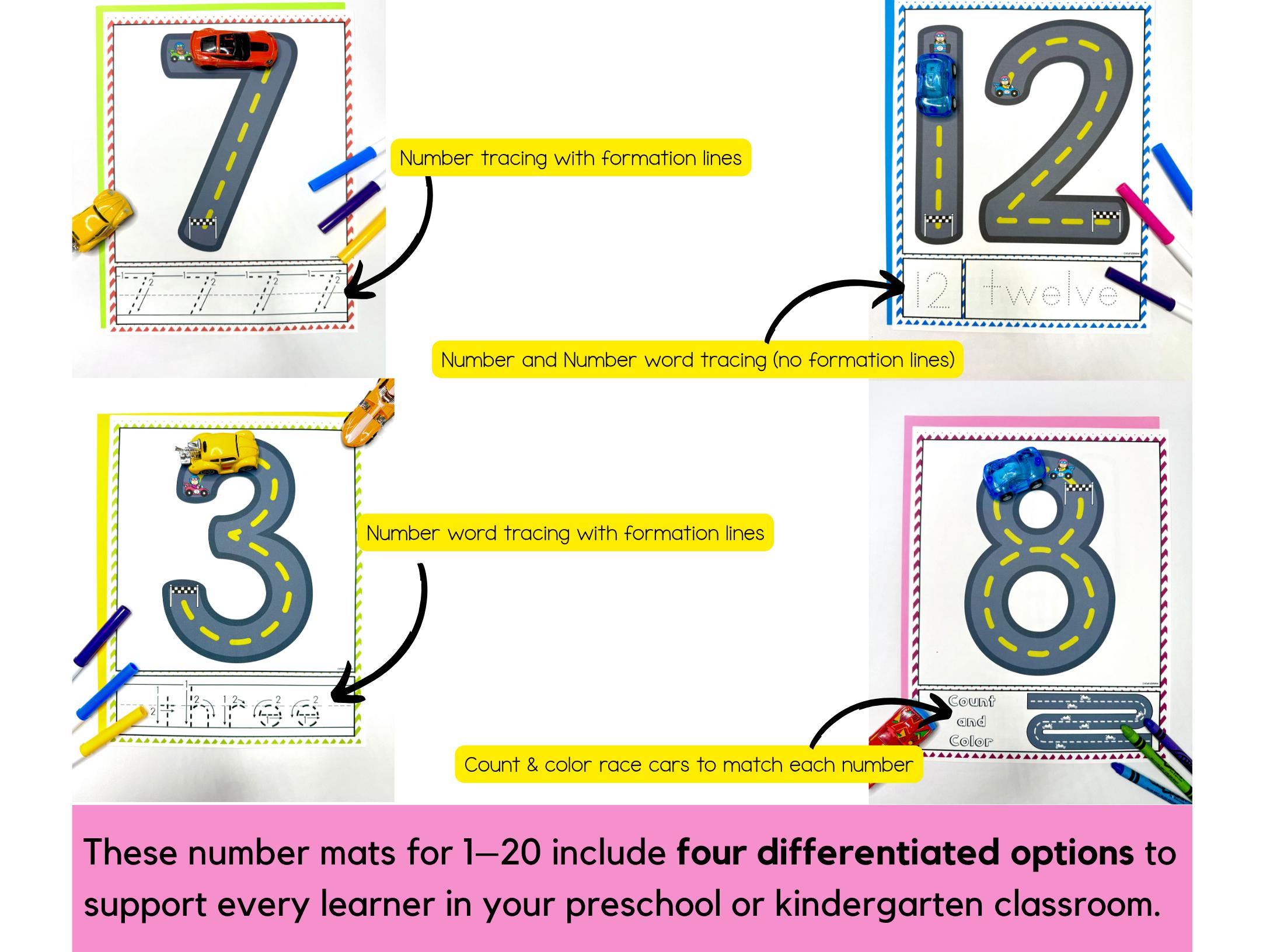 Race Car Number Formation Mats | Road Numbers Fine Motor Activity ...