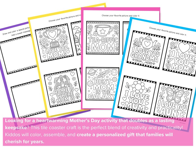 Mothers Day Coaster Craft for Kids | Tile Coaster Mothers Day Activity ...