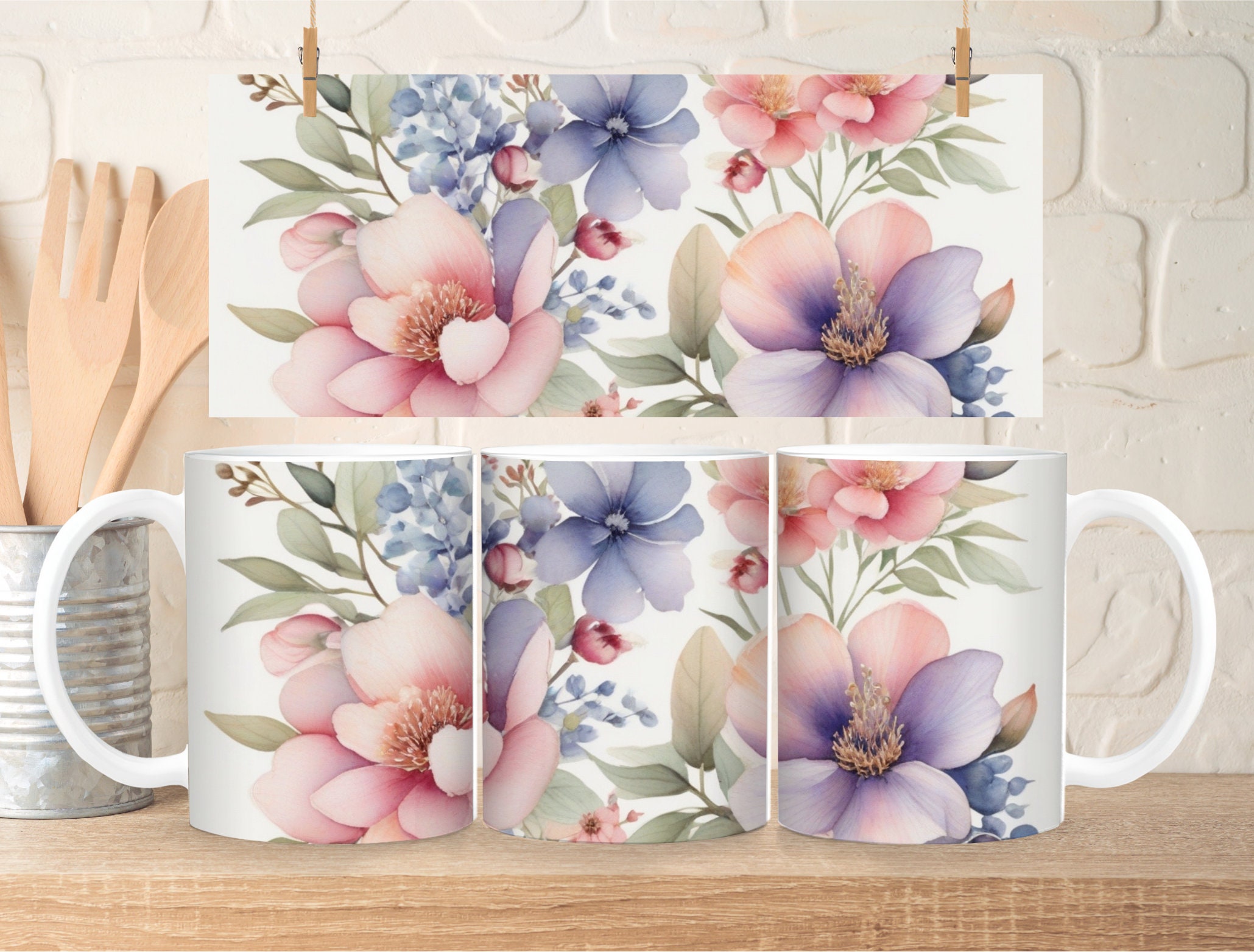 Taza Patrón Flores Delicadas, Taza Cerámica Flores Y Jardín, Taza ...